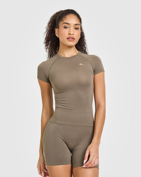 Fitted Gym Top Women's Brown - Lightweight | Oner Active CA