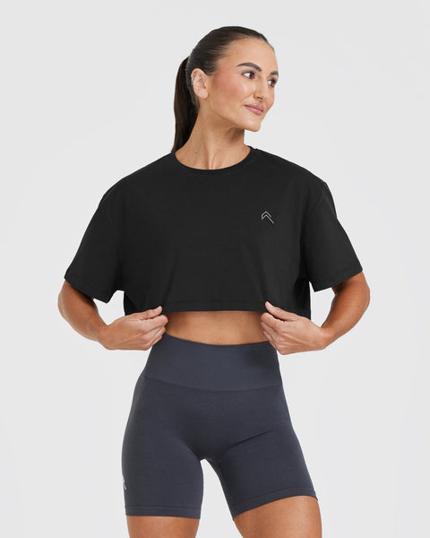 Women's Black Cotton Shirt Cropped | Oner Active CA