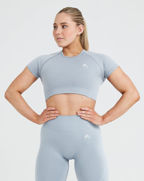 Seamless Short Sleeve Crop Top - Smoke Grey Marl | Oner Active CA